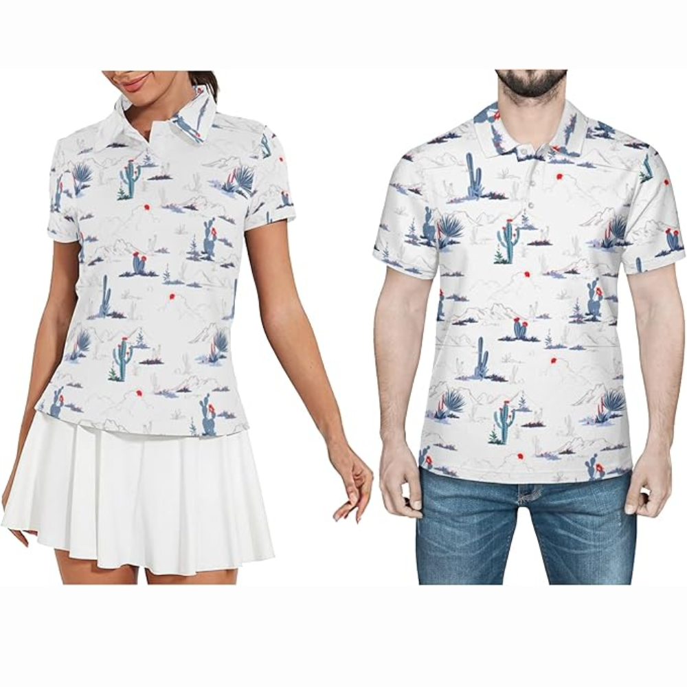 Matching Cactus Mens And Womens Golf Polos, Couples Matching Golf Shir ...