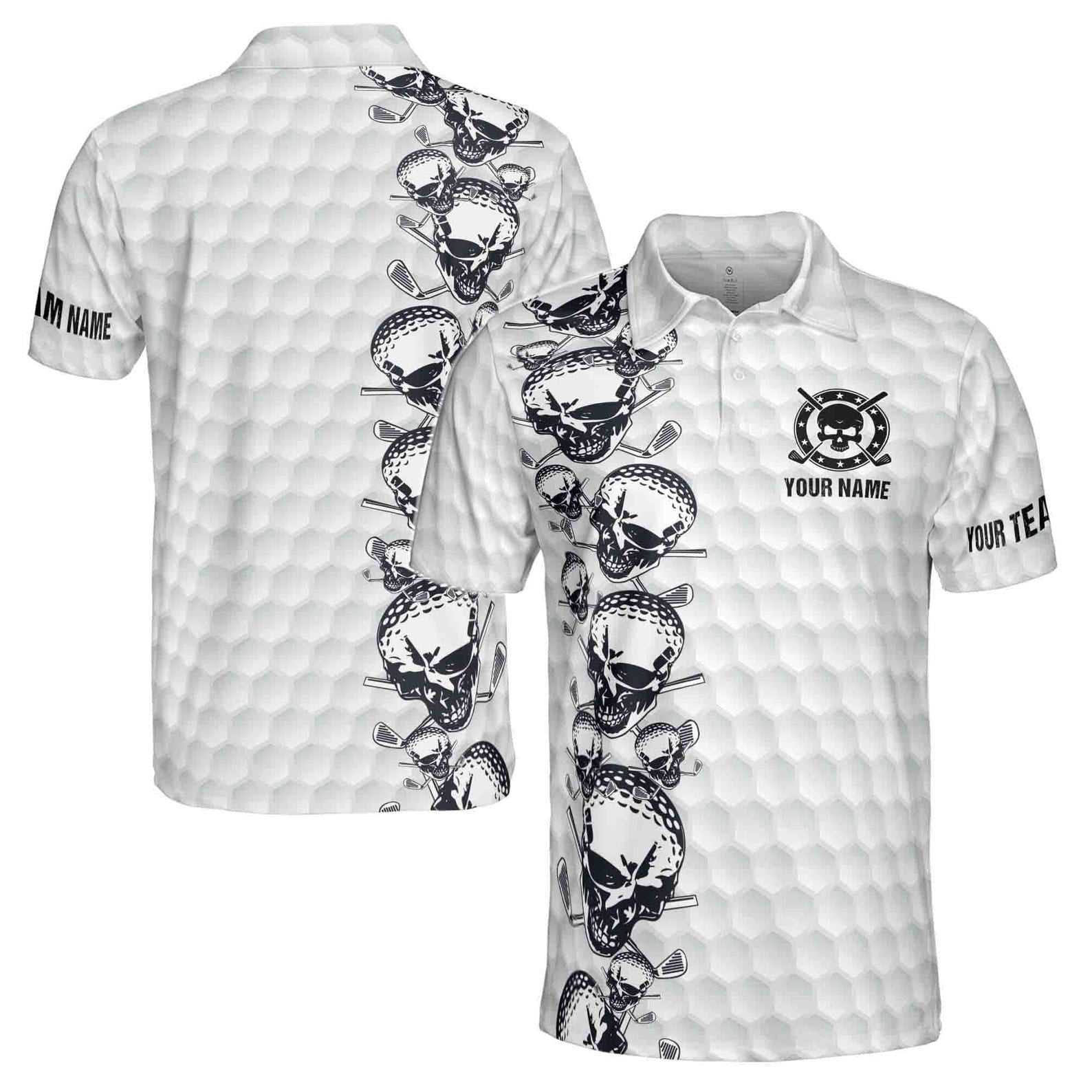 Custom Team Skull Mens Golf Polo Shirts, Custom Skull Golf Shirt For M ...