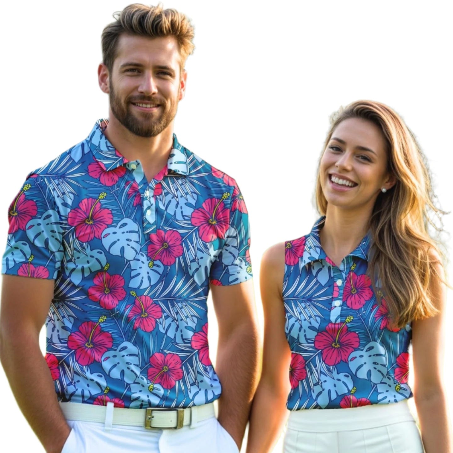 Matching Tropical Golf Shirts For Couple, Mens And Womens Matching Gol ...