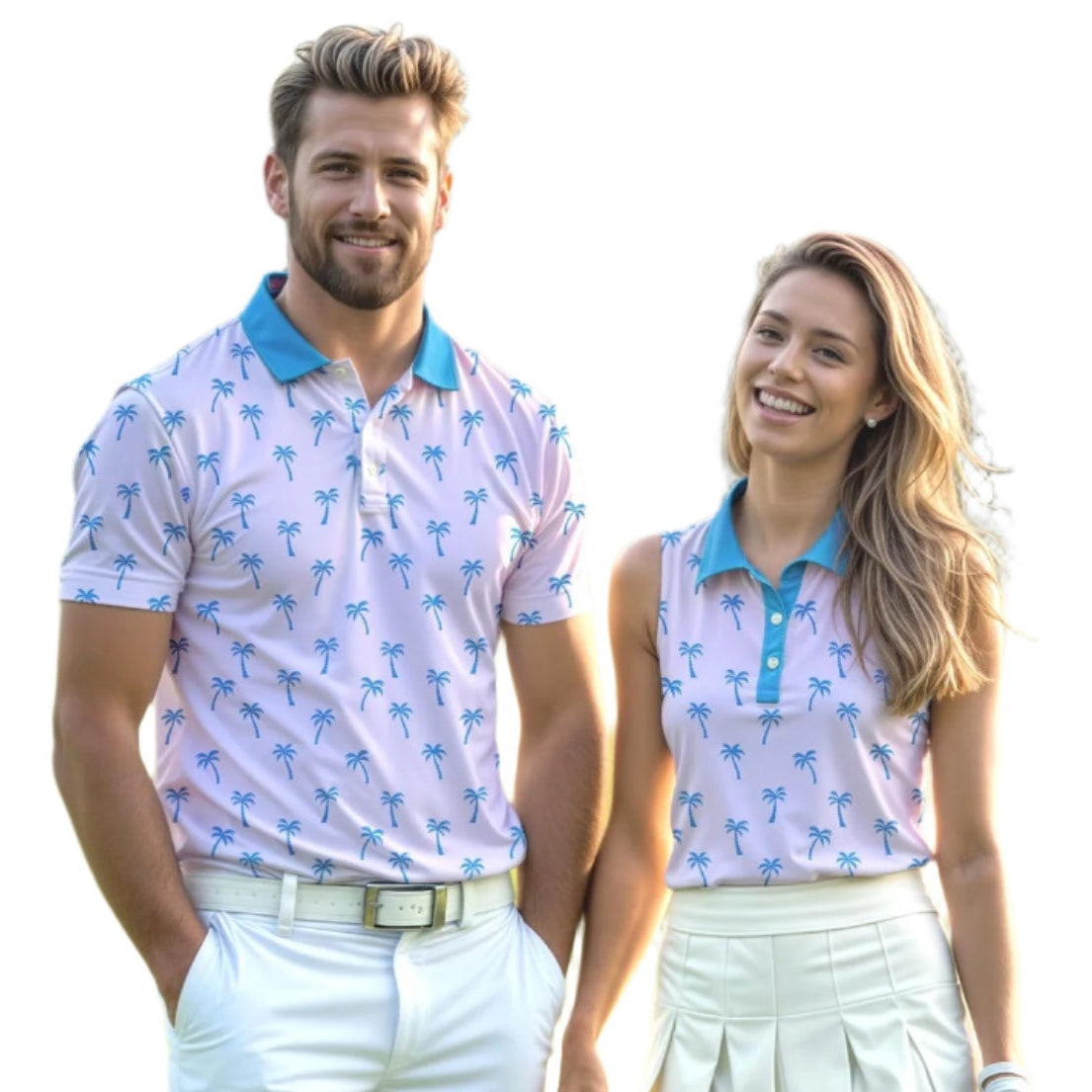 Matching Men's And Women's Tropical Golf Shirts, Matching Couples Golf ...